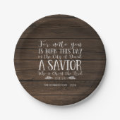Rustic Wood Christian Christmas Verse Typography Paper Plates | Zazzle