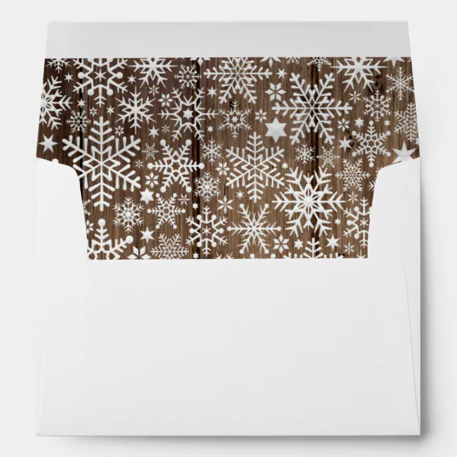 Rustic Wood Christmas Snowflake Holiday Envelope | Zazzle