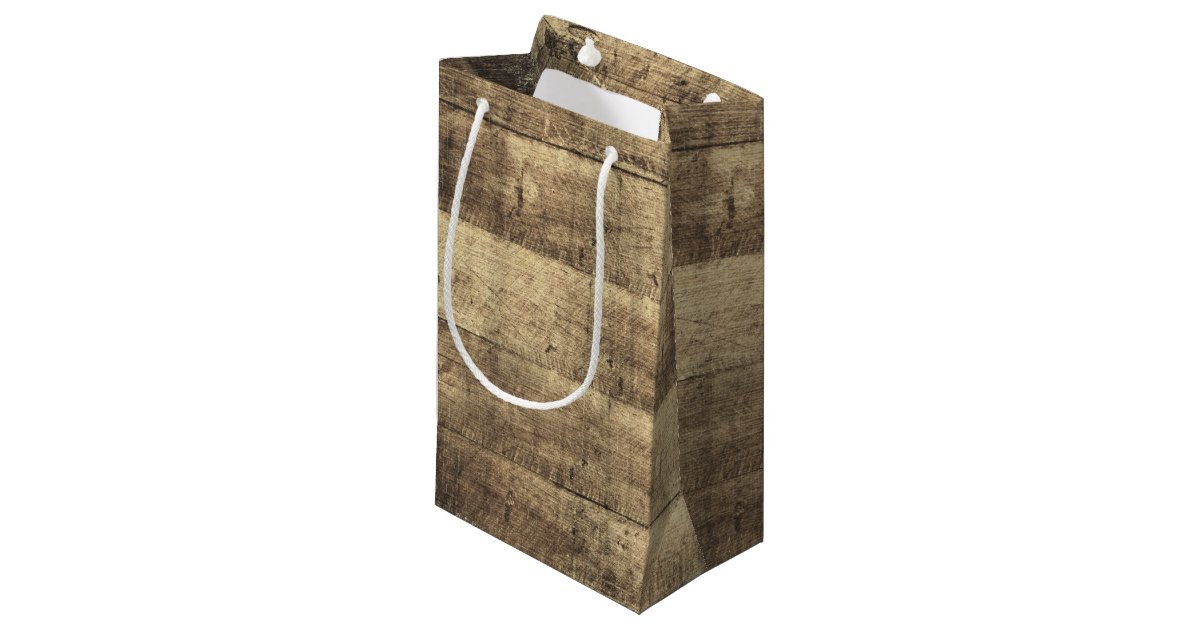 Rustic Wood Country Barn Boards Farm Wedding Favor Small Gift Bag | Zazzle