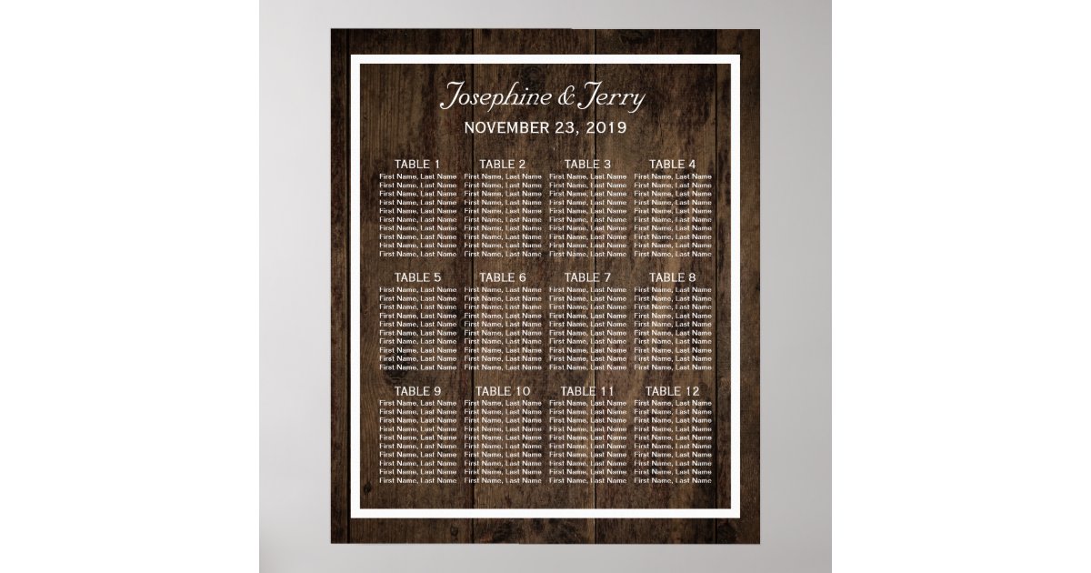 Rustic Wood Country Barn Wedding Seating Chart | Zazzle