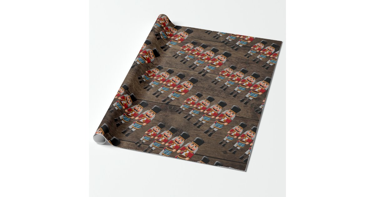 Rustic Wood Country Christmas Nutcracker Wrapping Paper | Zazzle