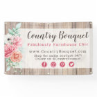 Rustic Wood Country Farmhouse Floral Rose Boutique Banner | Zazzle