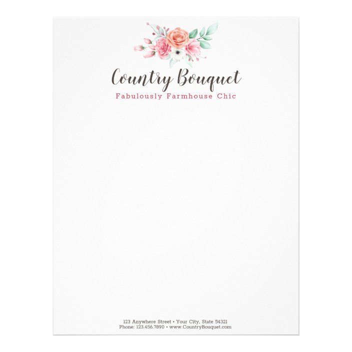 Rustic Wood Country Farmhouse Floral Rose Boutique Letterhead | Zazzle.com
