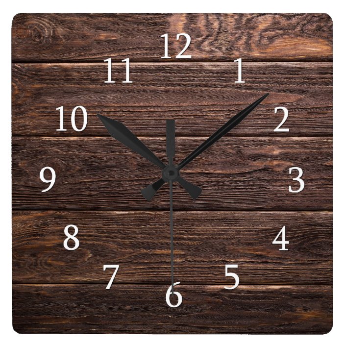 Rustic Wood Country Farmhouse Square Wall Clock | Zazzle.com