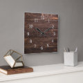Rustic Wood Country Farmhouse Square Wall Clock | Zazzle