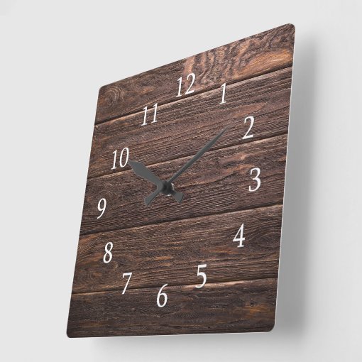 Rustic Wood Country Farmhouse Square Wall Clock | Zazzle