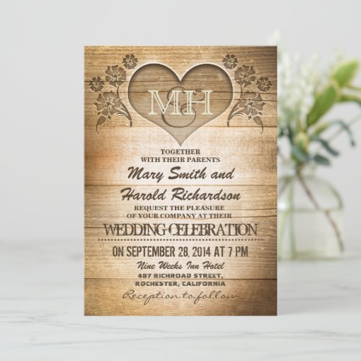rustic wood country wedding invitations | Zazzle
