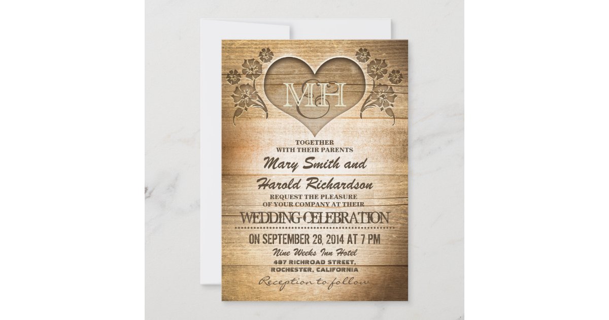 rustic wood country wedding invitations | Zazzle