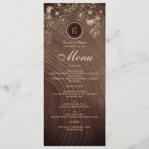 Rustic Wood Country Wedding Menu | Zazzle