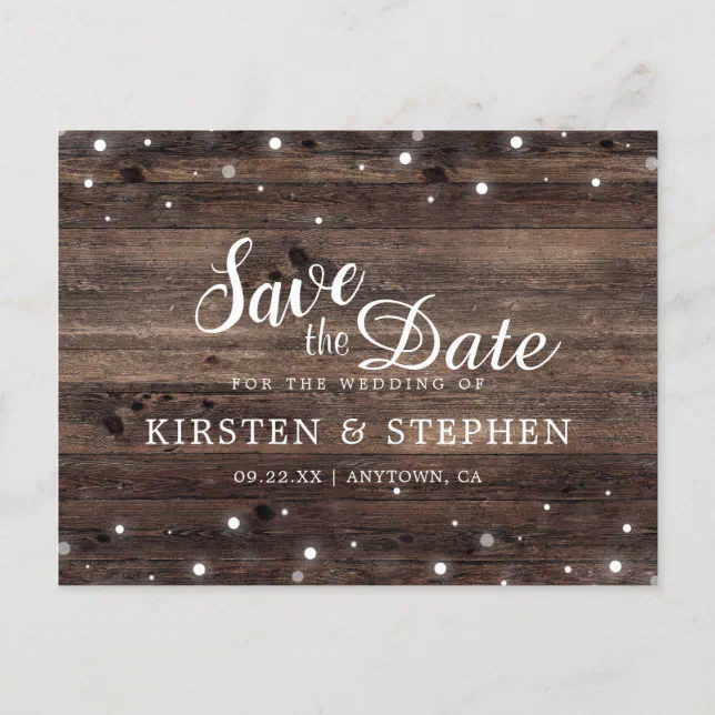 Rustic Wood Country Wedding Save the Date Postcard | Zazzle