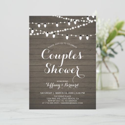 Rustic Wood Couples Wedding Shower Invitation | Zazzle