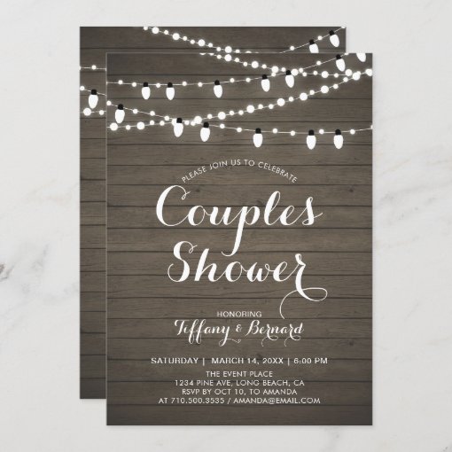 Rustic Wood Couples Wedding Shower Invitation | Zazzle