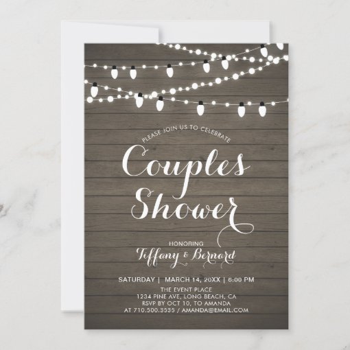Rustic Wood Couples Wedding Shower Invitation | Zazzle