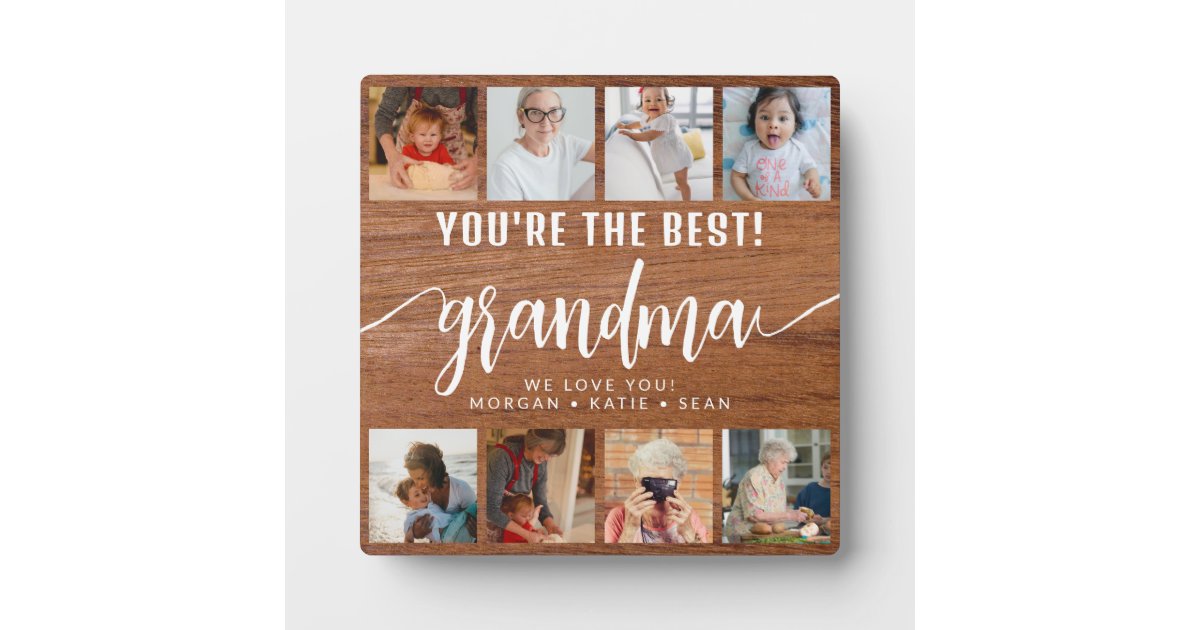 Rustic Wood Custom Photo You're the Best Grandma Plaque | Zazzle