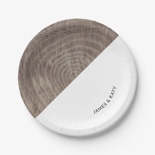 Rustic wood customizable paper plate | Zazzle.com