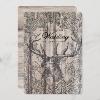 Rustic Wood | Deer Wedding Invitation | Zazzle