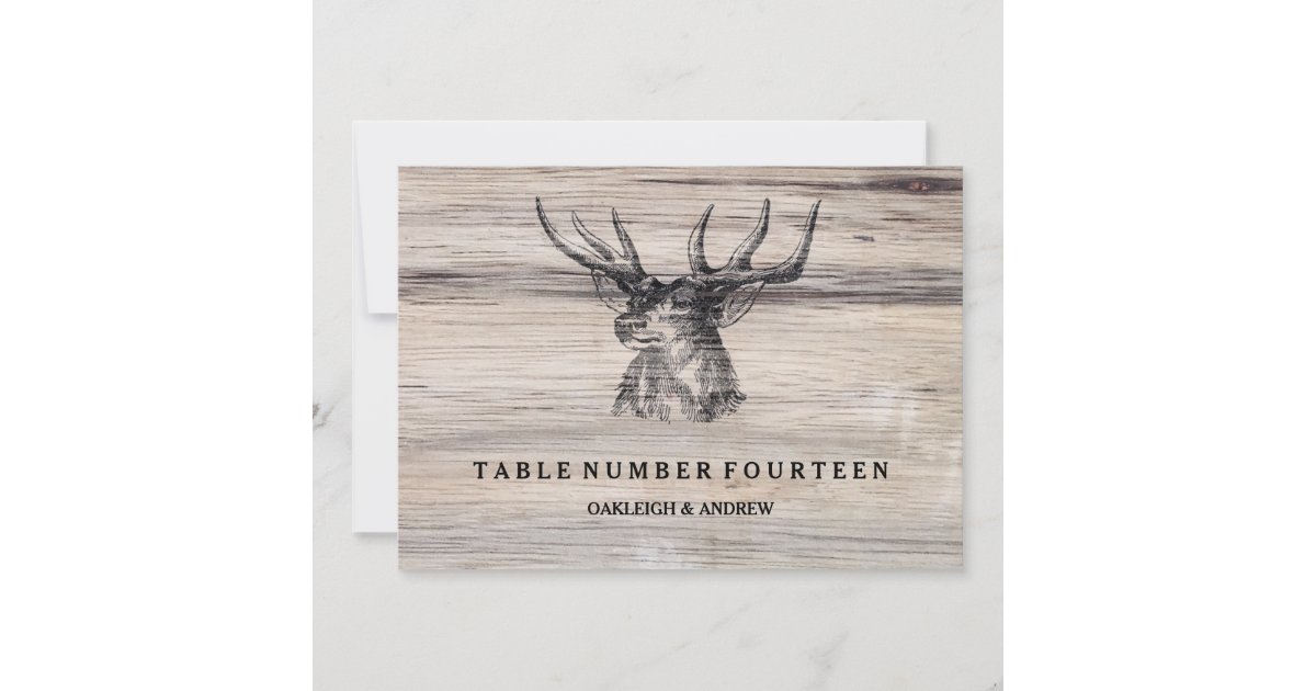 Rustic Wood | Deer Wedding Table Number Cards | Zazzle