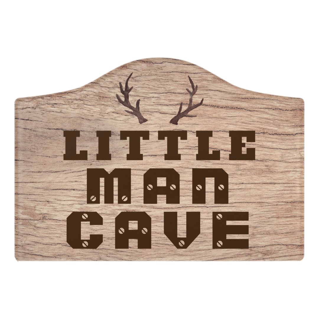 Rustic Wood Design Little Man Cave Door Sign | Zazzle