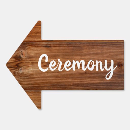 Rustic Wood Directional Arrow Wedding Ceremony Sign | Zazzle