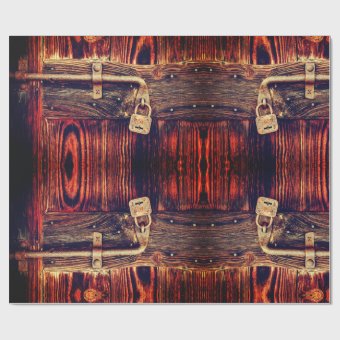 Rustic wood door with antique brass lock wrapping paper | Zazzle