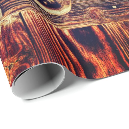 Rustic wood door with antique brass lock wrapping paper | Zazzle