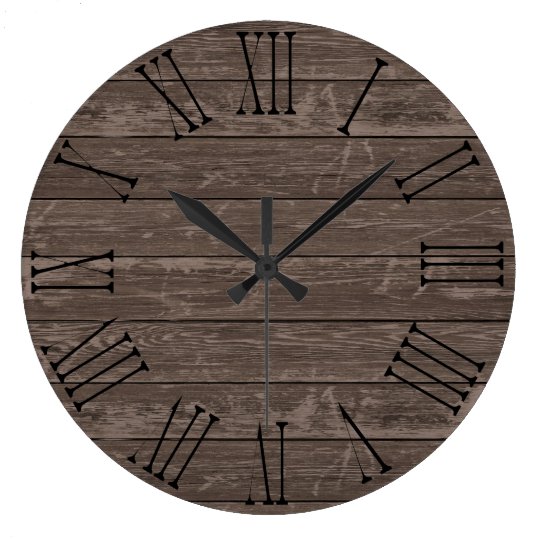 Rustic Wood Effect Brown Large Clock | Zazzle.com