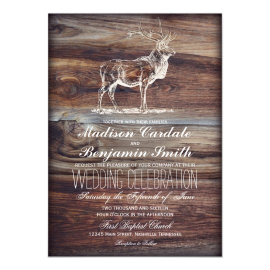Rustic Wood Elk Wildlife Wedding Invitations | Zazzle.com