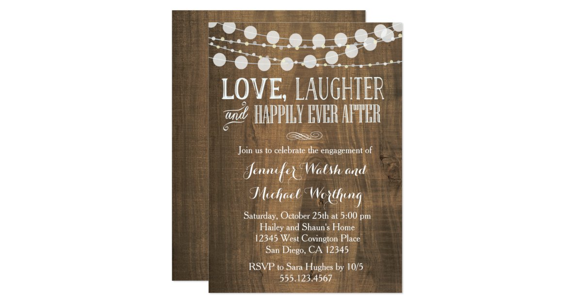Rustic Wood Engagement Party Invitation | Zazzle
