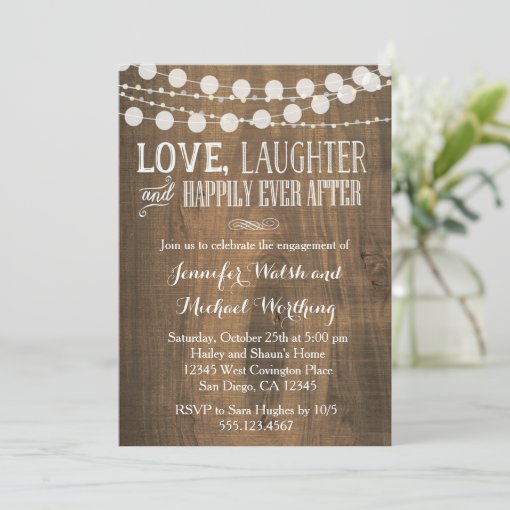 Rustic Wood Engagement Party Invitation | Zazzle