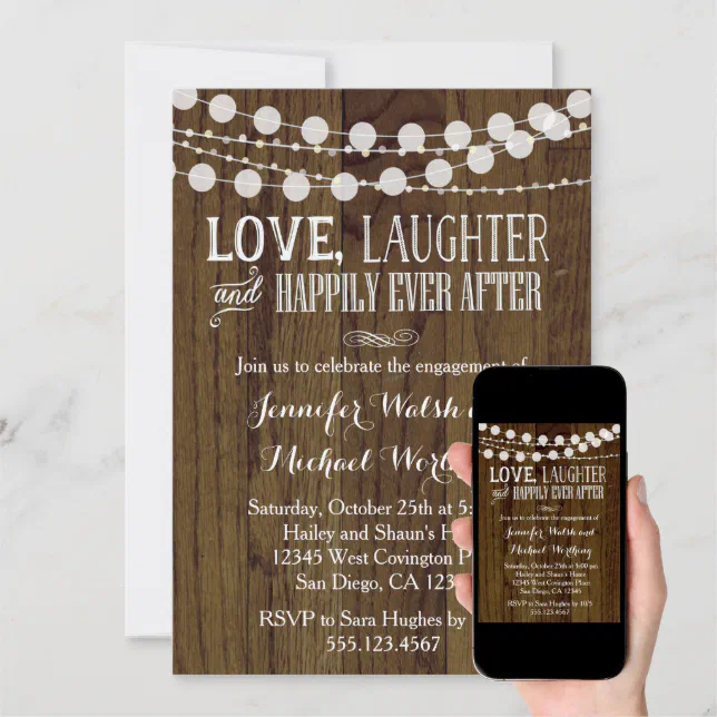 Rustic Wood Engagement Party Invitation 2 | Zazzle
