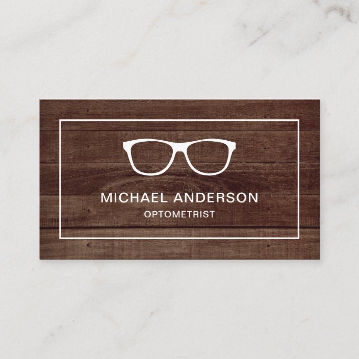 Rustic Wood Eyeglasses Eye Doctor Optometrist Business Card | Zazzle.com
