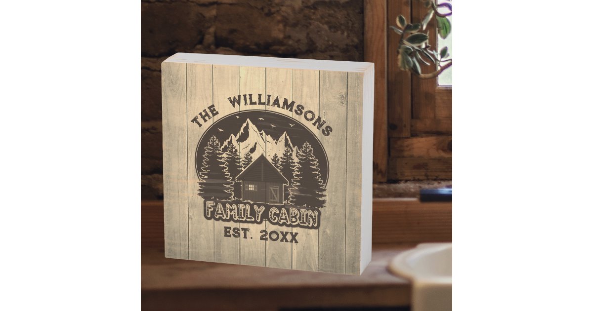 Rustic Wood Family Cabin Home Reunion Brown Name Wooden Box Sign | Zazzle