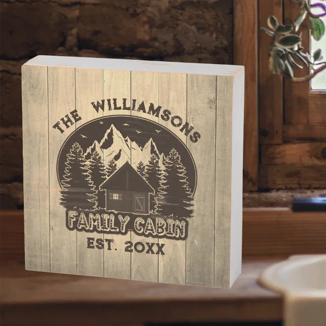 Rustic Wood Family Cabin Home Reunion Brown Name Wooden Box Sign | Zazzle