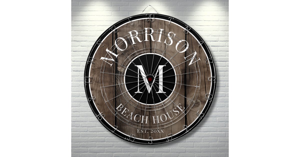 Rustic Wood Family Name Dart Board | Zazzle