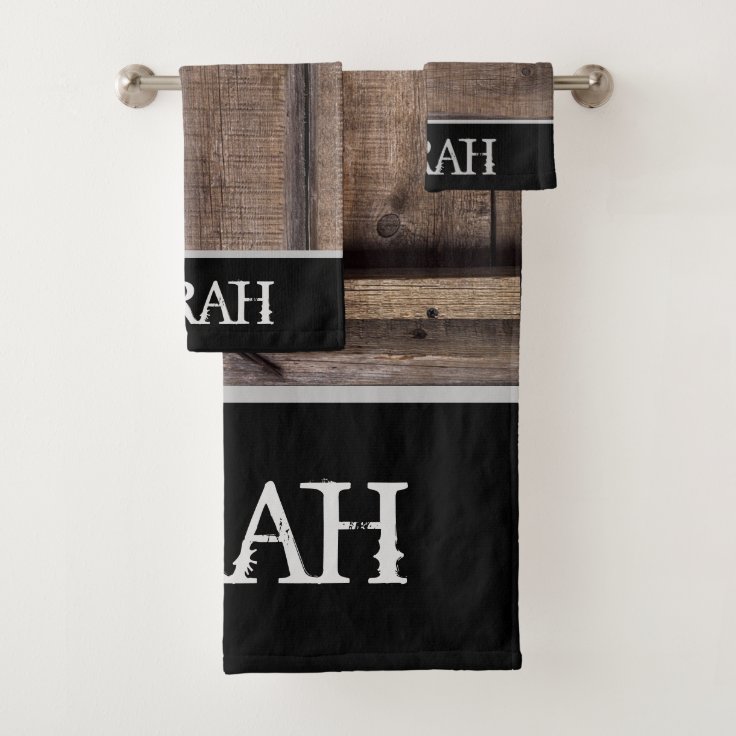 Rustic Wood Farmhouse Barn Distressed Bath Towel Set | Zazzle