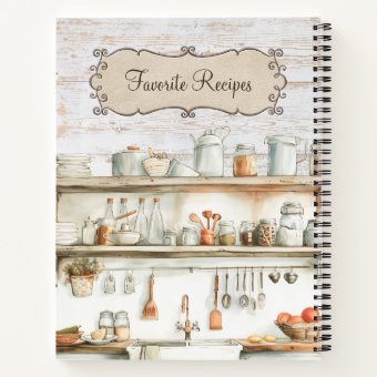 Rustic Wood Farmhouse Kitchen Family Recipe Book | Zazzle