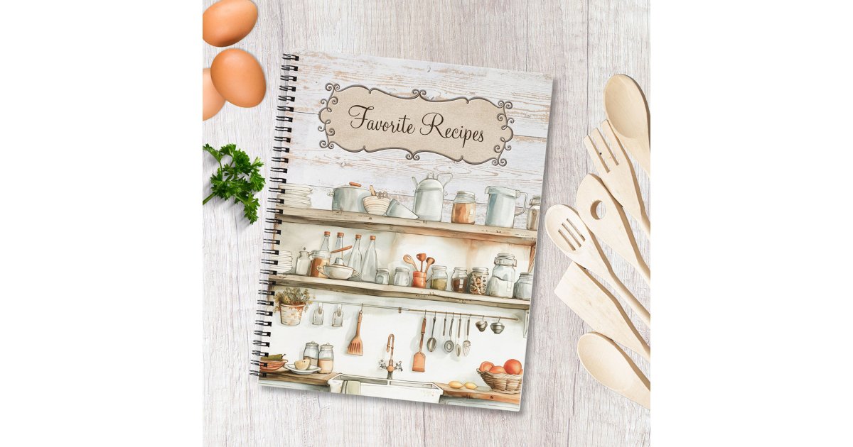 Rustic Wood Farmhouse Kitchen Family Recipe Book | Zazzle