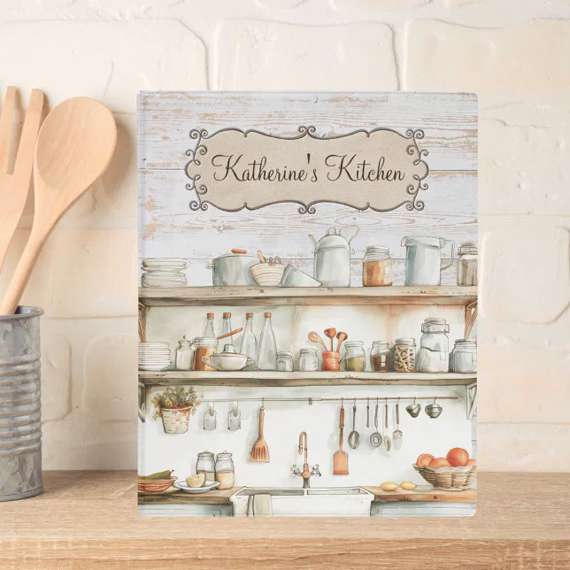 Rustic Wood Farmhouse Kitchen Family Recipe Mini Binder | Zazzle