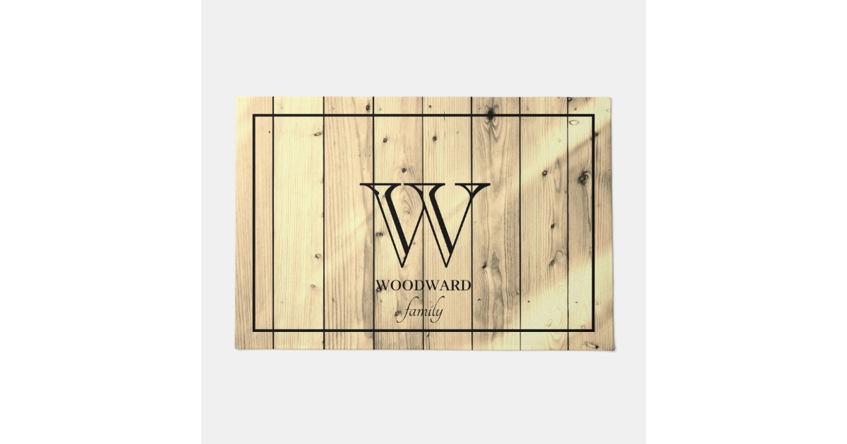 Rustic Wood Farmhouse Monogram Doormat | Zazzle