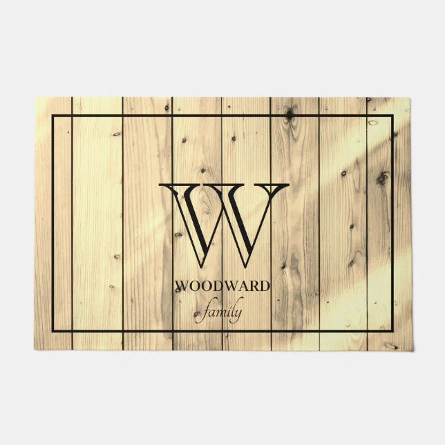 Rustic Wood Farmhouse Monogram Doormat | Zazzle