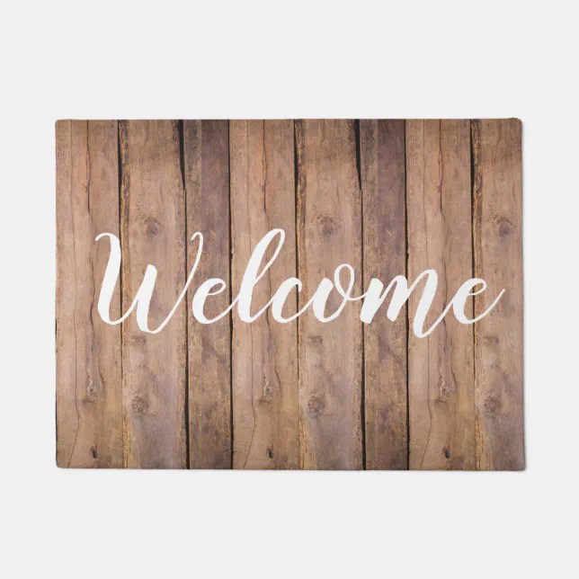 Rustic Wood Farmhouse Welcome Doormat | Zazzle