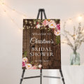 Rustic Wood Floral Bridal Shower Welcome Sign | Zazzle