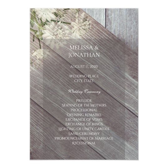 Rustic Wood Floral Wedding Ceremony Program V4 | Zazzle.com