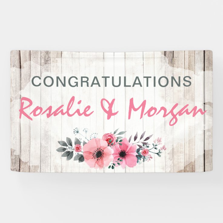 Rustic Wood Floral Wedding Congratulations Sign | Zazzle