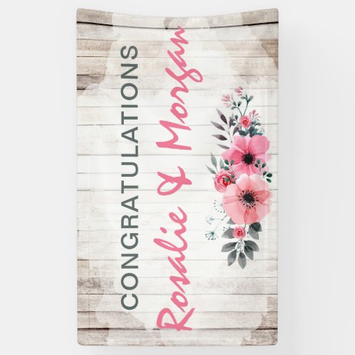 Rustic Wood Floral Wedding Congratulations Sign | Zazzle