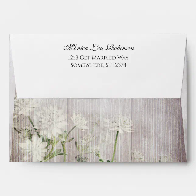 Rustic Wood Floral Wedding Envelope 2 | Zazzle