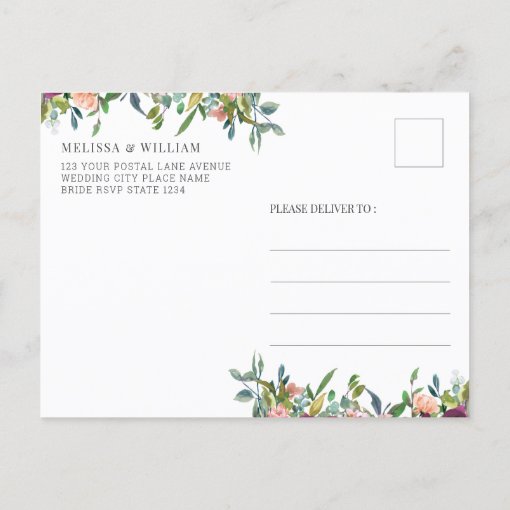 Rustic Wood Floral Wedding Invitation Postcard | Zazzle