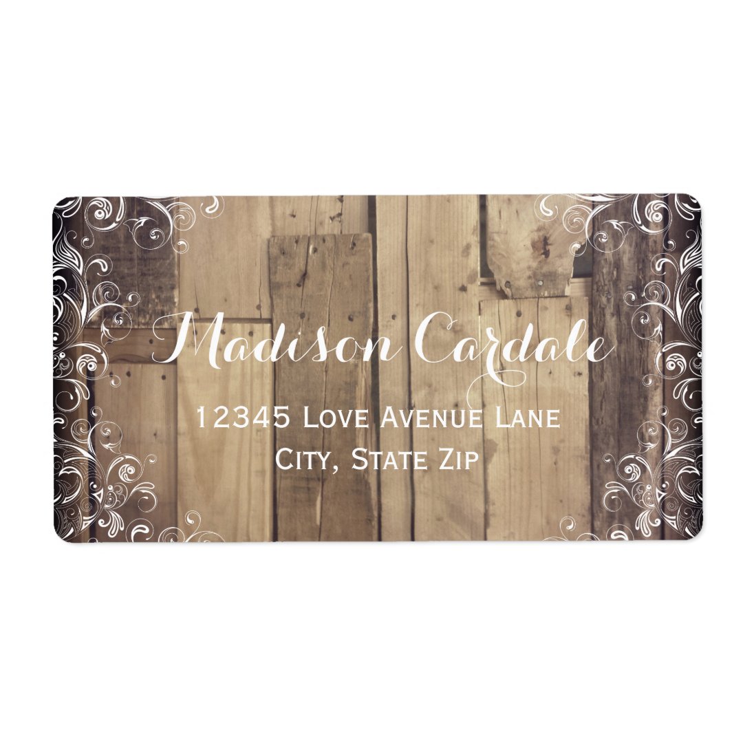Rustic Wood Flourish Country Address Labels | Zazzle