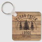 Rustic Wood Forest Trees Cabin Rental Property Keychain | Zazzle