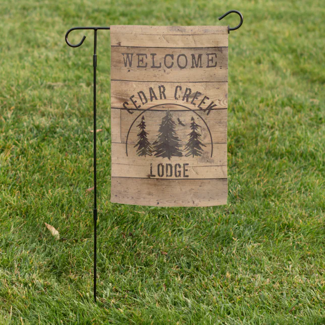 Rustic Wood Forest Trees Personalized Welcome Garden Flag | Zazzle